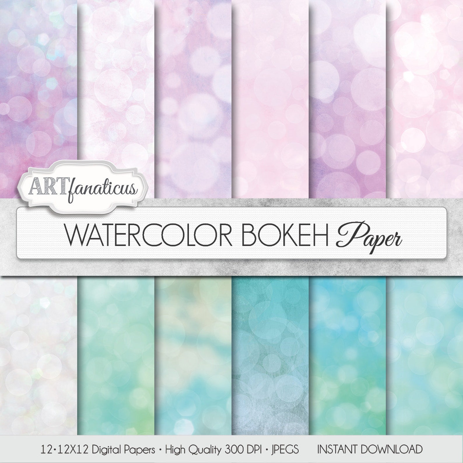 Bokeh Digital Papers "watercolor Bokeh" Pink Bokeh, Green Bokeh ...