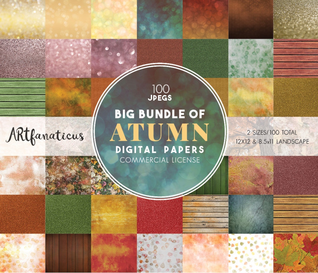 Big Bundle AUTUMN Digital Papers Include 100 Jpegs With 50 Unique ...