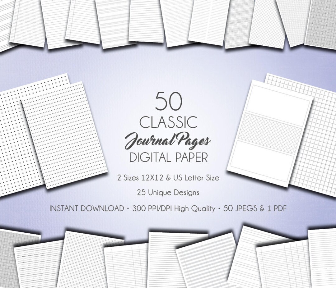 Digital Paper "classic Journal Pages" Digital Journal Pages, Lined ...
