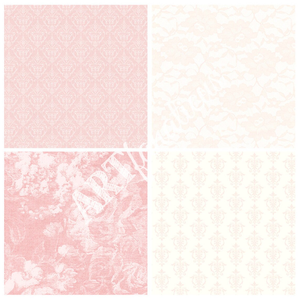 Wedding Digital Papers "pink Romance" Rustic, Pink, Blush, Ivory ...