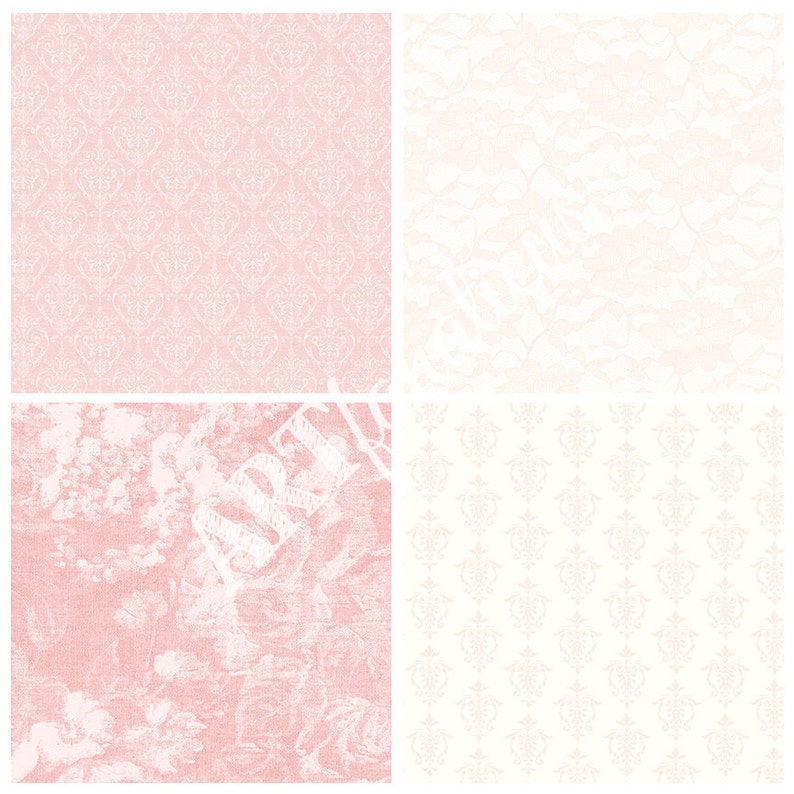 Wedding Digital Papers "pink Romance" Rustic, Pink, Blush, Ivory ...