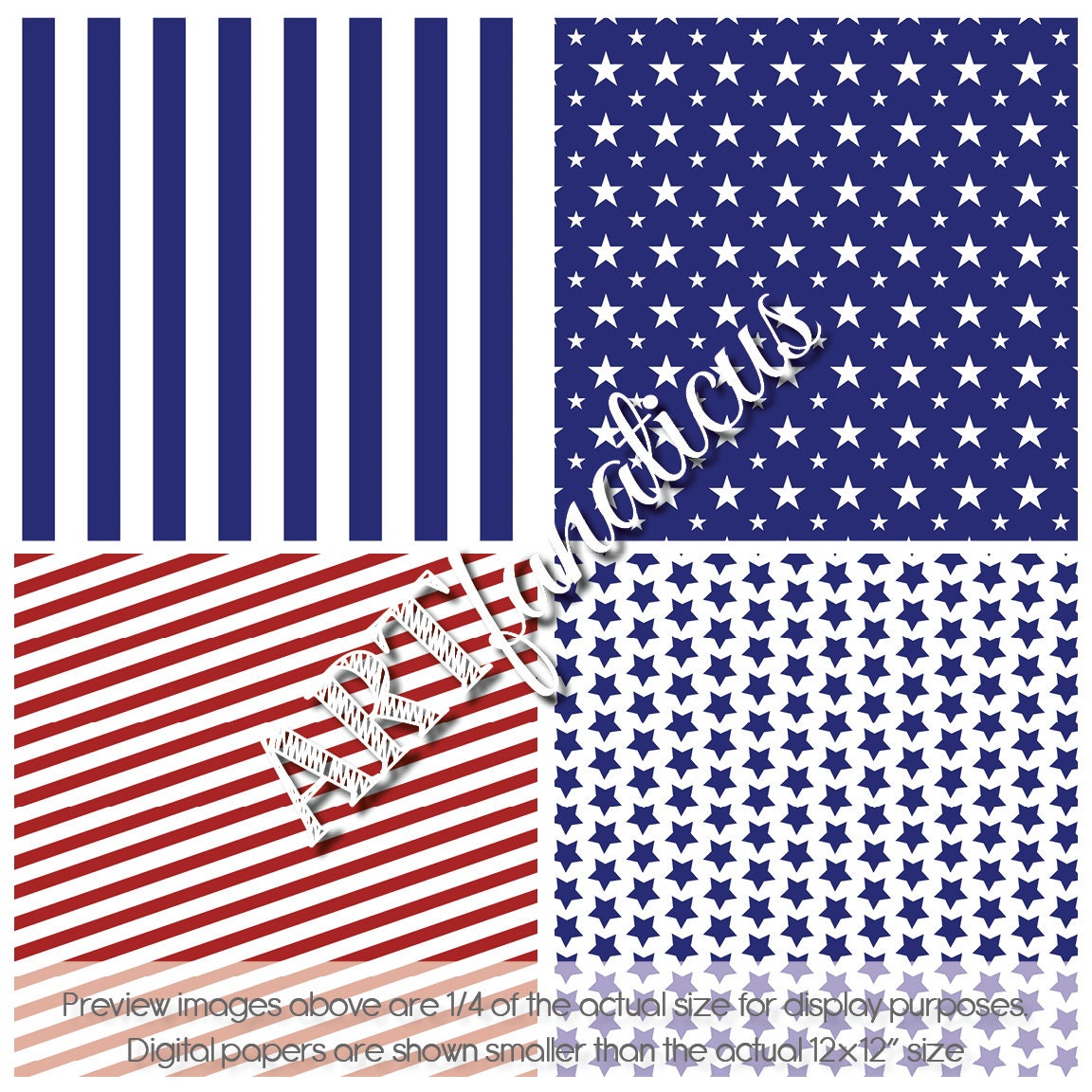 Red, White and Blue 16 Digital Papers "stars & Stripes" Red Stars, Blue ...