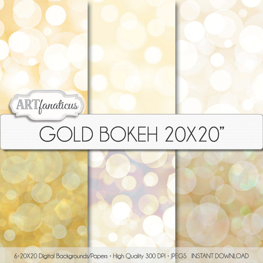 20x20 Bokeh Digital Papers "gold Bokeh" Bokeh Overlay, Gold Backgrounds ...