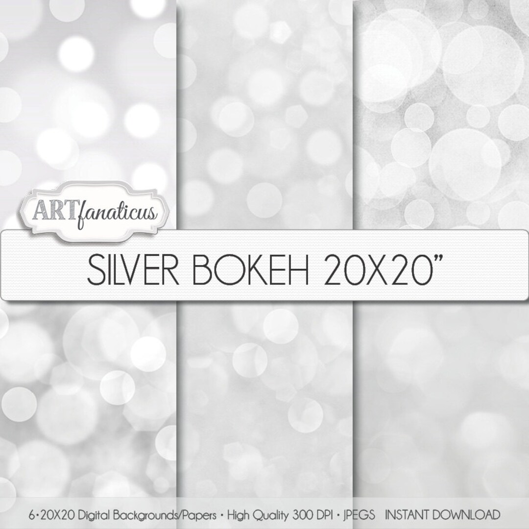 20x20 Bokeh Digital Papers "silver Bokeh" Bokeh Overlay, Silver Backgrounds, Bokeh Background ...