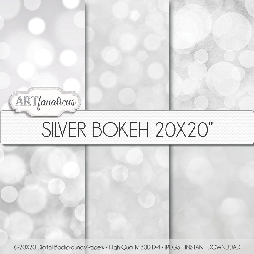20x20 Bokeh Digital Papers "silver Bokeh" Bokeh Overlay, Silver ...