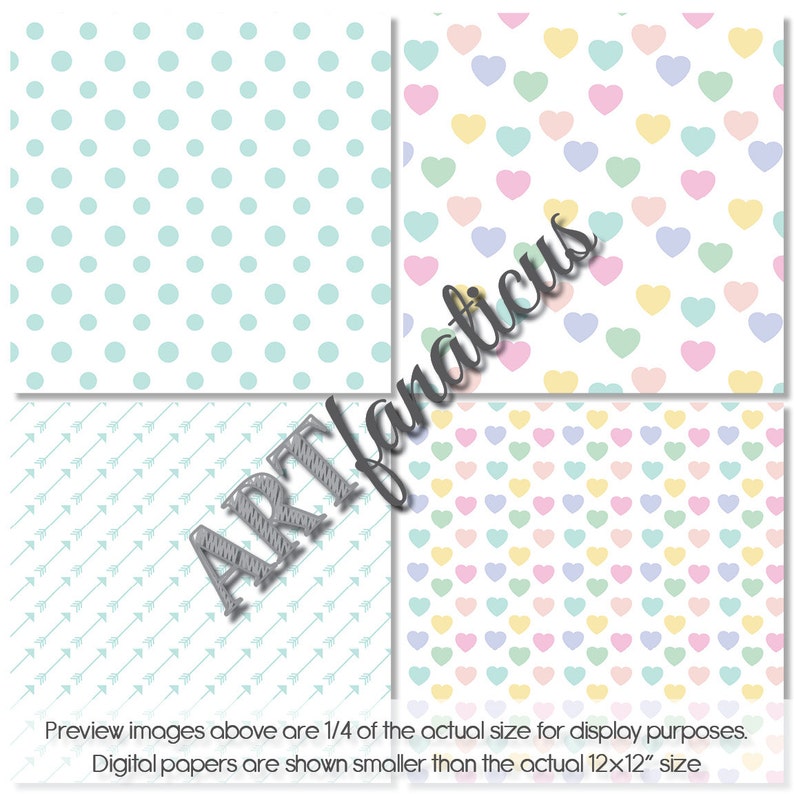 CANDY HEARTS 16, Digital Papers, Candy Hearts, Valentine's Day Candy ...