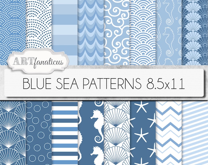 8.5x11 Beach Digital Papers blue SEA Patterns - Etsy