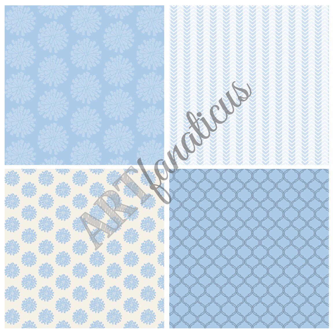 Blue Digital Papers "placid BLUE Pantone" Spring Color, Geometric ...