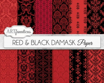 Red and Black Damask | Etsy