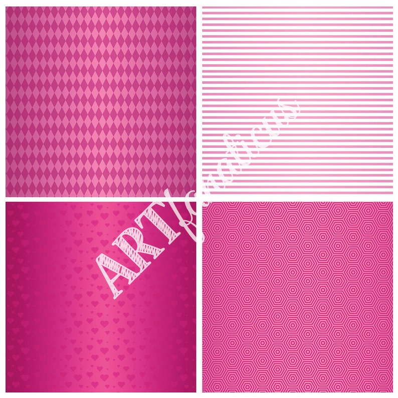 Valentines Day Papers, Pink Glitter Papers, "fuschia Shine" Digital ...