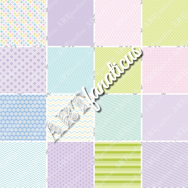 Spring Digital Papers "spring Classic" Pink, Blue, Lilac,yellow, Teal ...