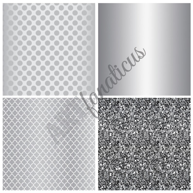 Silver Papers "silver Shine" Digital Paper With Silver Glitter, Silver ...