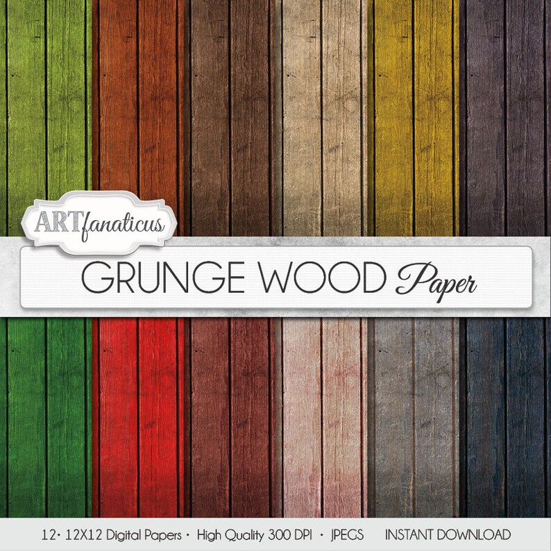 Distressed Wood Digital Papers "grunge Wood" Colored Grunge Wood ...