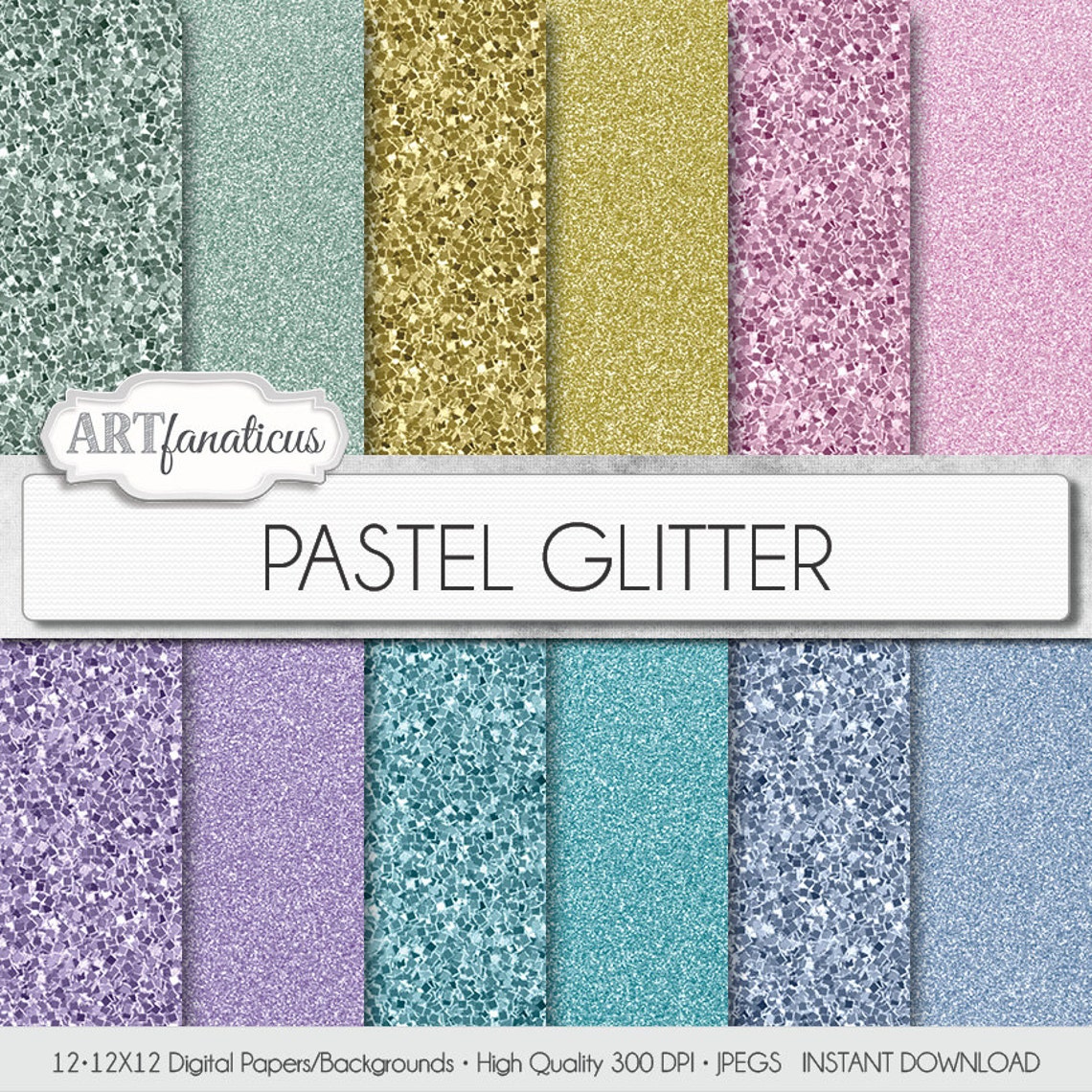 Pastel Glitter Digital Papers "pastel Glitter" Shimmering Glitter ...