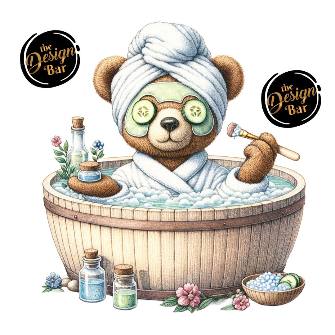 Female Teddy Bear, Spa, Hot Tub, Facial, PNG, Digital File, Relax - Etsy