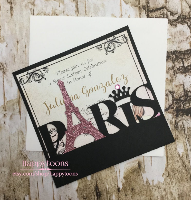 Paris Quinceañera Invitation, Paris Sweet Sixteen Invitation, Eiffel ...