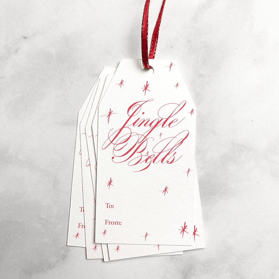 Christmas Holiday Gift Tags Set of 10 Jingle Bells Calligraphy ...