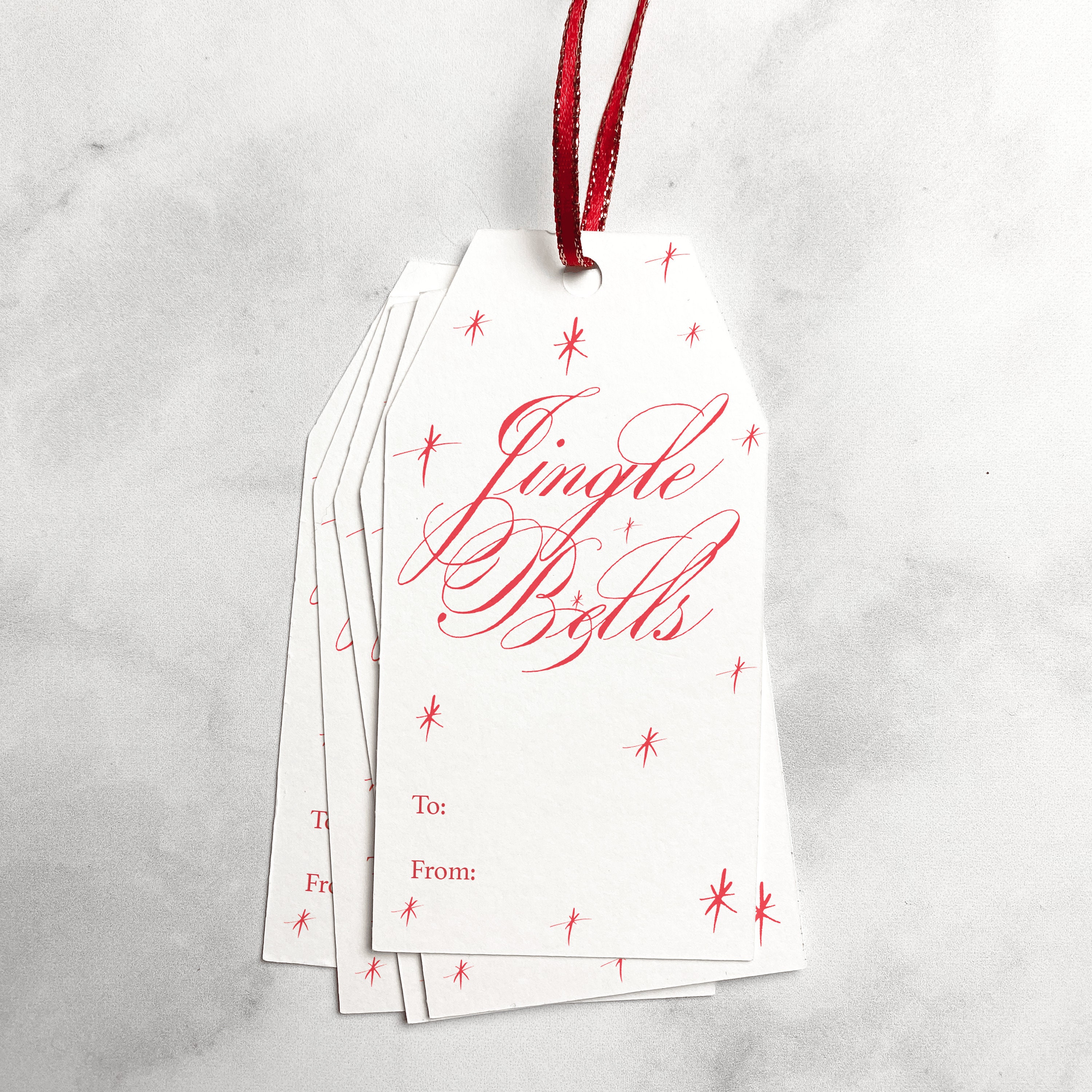 Christmas Holiday Gift Tags Set of 10 Jingle Bells Calligraphy ...