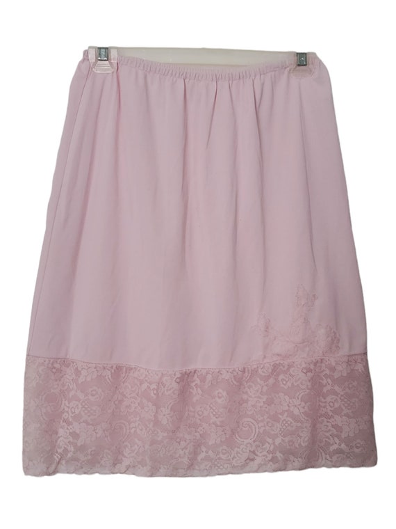Vintage Kayser Pink Half Slip, Embroidered Lace Hem S… - Gem