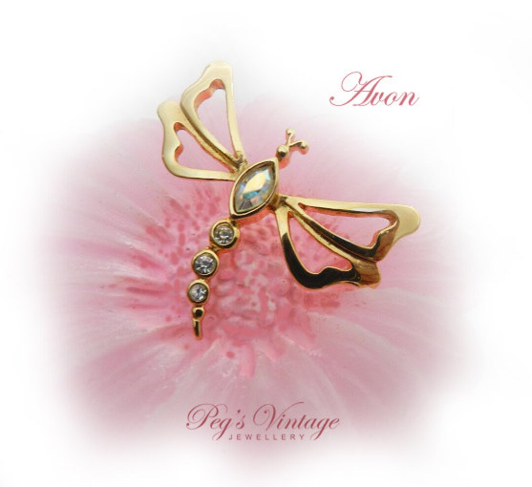 AVON Dragonfly Rhinestone Bug Brooch / Tack Pin Vintage - Etsy