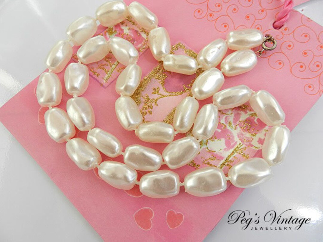 Vintage off White Pearl Bead Necklace, Vintage Bridal Jewelry - Etsy