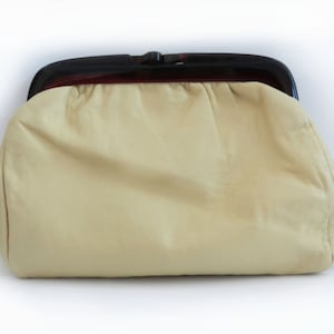 Vintage Cream Color Genuine Leather Clutch Purse With Tortoiseshell ...