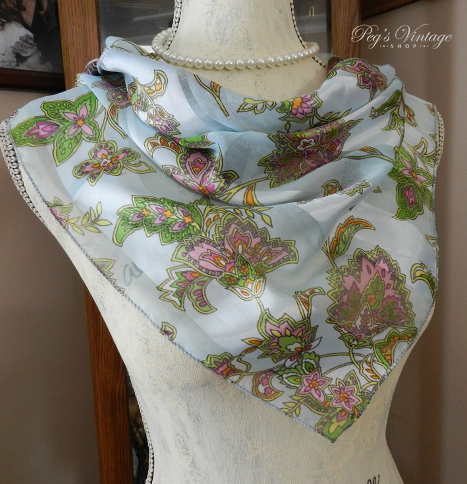 Vintage Floral Silk Scarf Pastel Flower Scarf Made in Korea - Etsy Canada