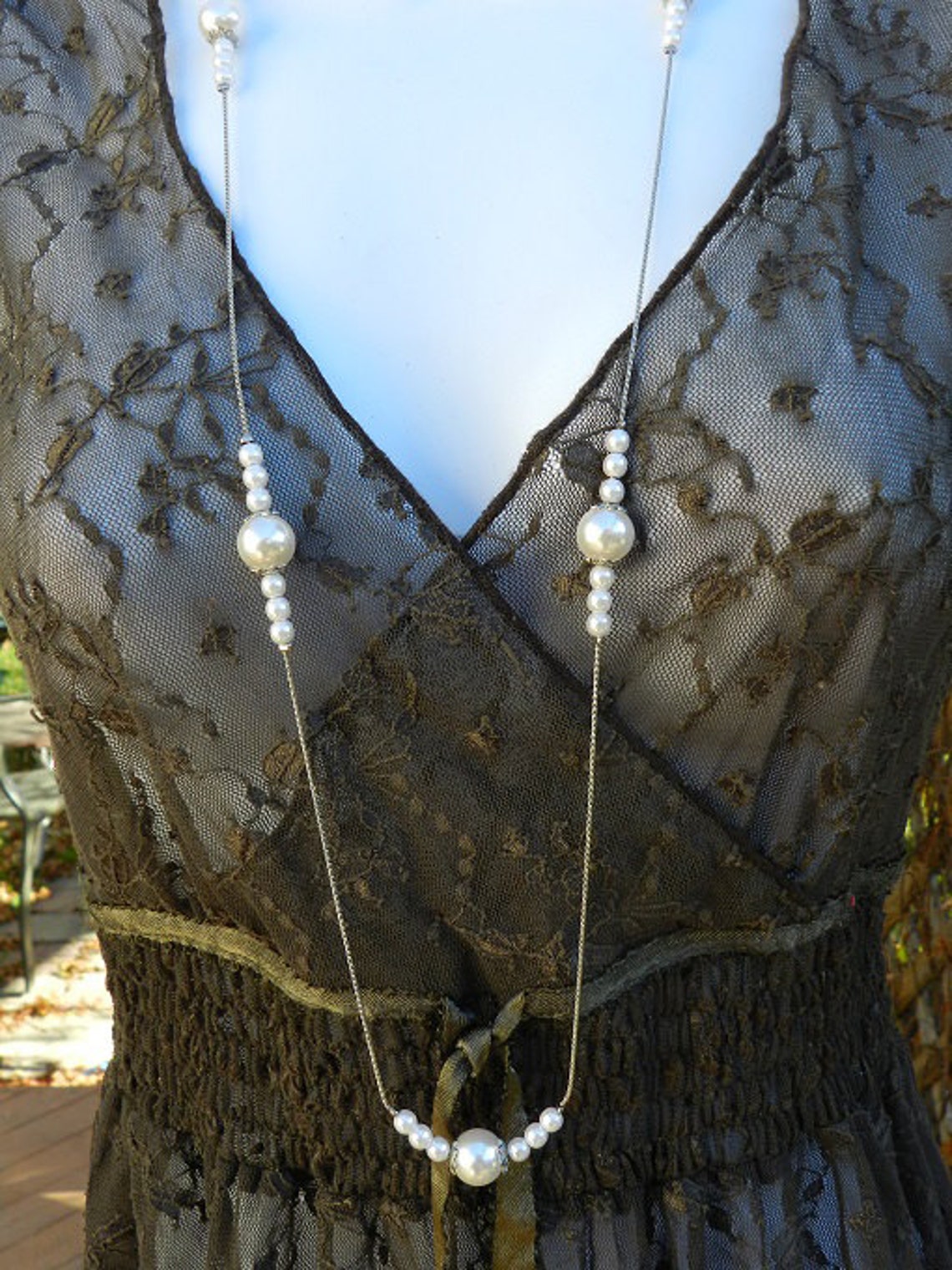 Vintage White Pearl Bread Necklace and Earrings Set / Wedding | Etsy