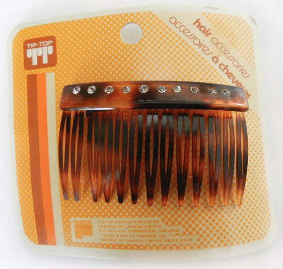 60's vintage TIP-TOP Side Hair Comb Barrette, Tortois… - Gem