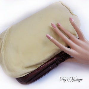 Vintage Cream Color Genuine Leather Clutch Purse With Tortoiseshell ...