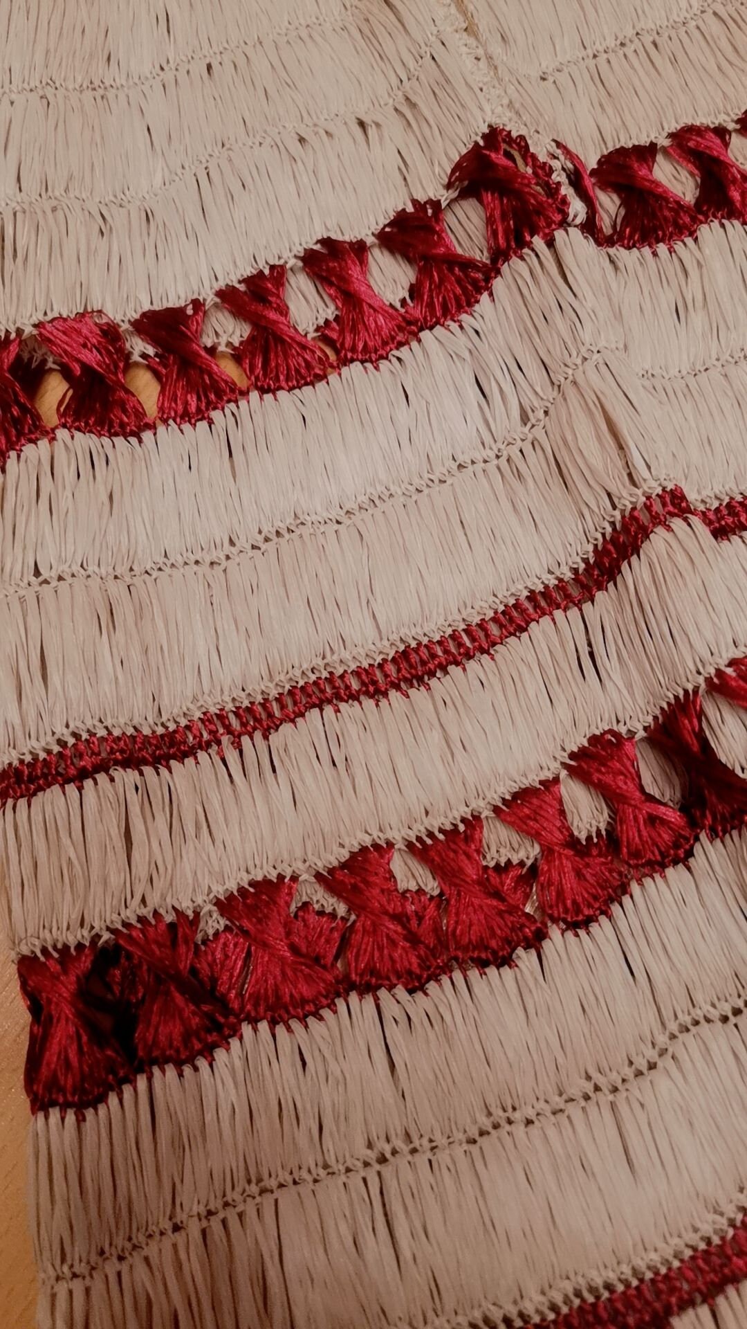 1950s 40s Raffia Skirt handmade Natural With Red Wine Color Stripes - Etsy