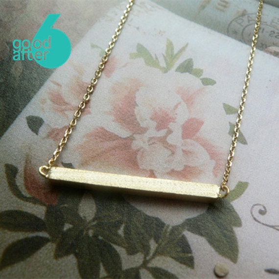 Items similar to Cute slim long bar necklace in gold elegant simple ...