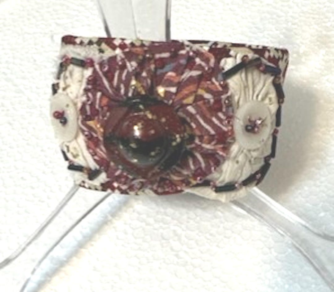 BURGUNDY SILK Tie CUFF, Textile Art Bracelet, Unique Accessory, Boho ...