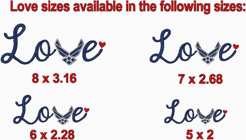 USAF Love Design Pack Available in 4 Sizes - See Second Picture for ...