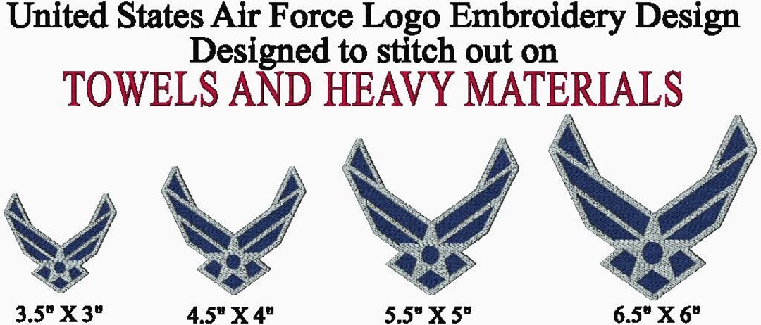 USAF Logo Embroidery Design Created to Stitch Out on Heavy Material ...