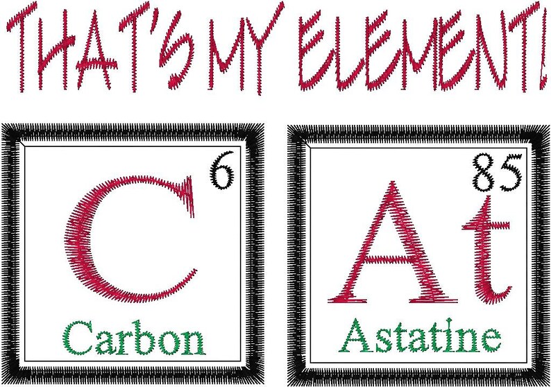 CAT Periodic Table Machine Embroidery Design Instant - Etsy