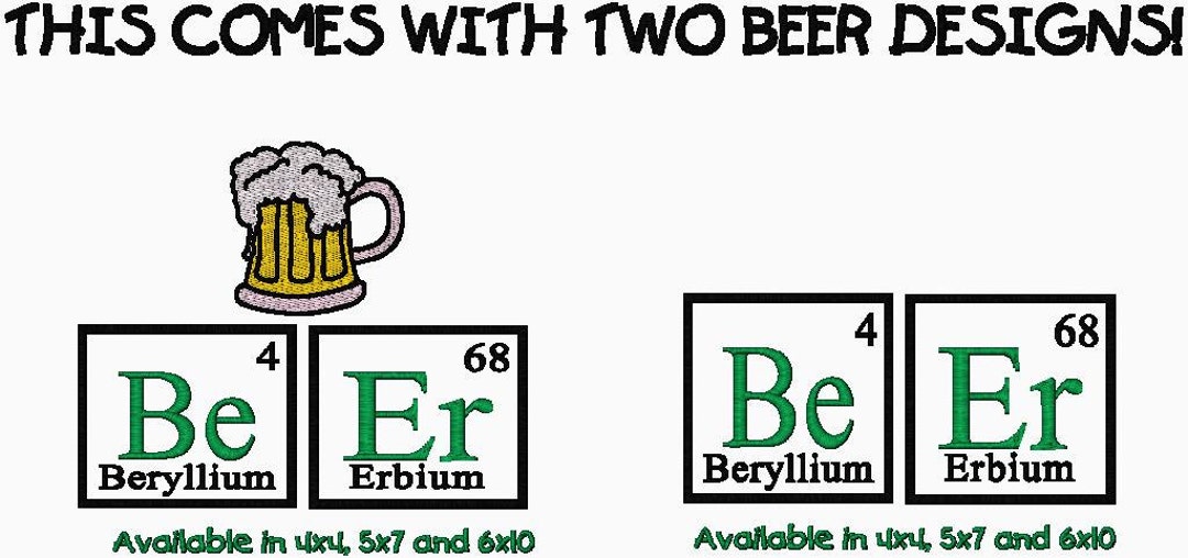BEER Periodic Embroidery Design AND Beer Mug and Periodic Element ...
