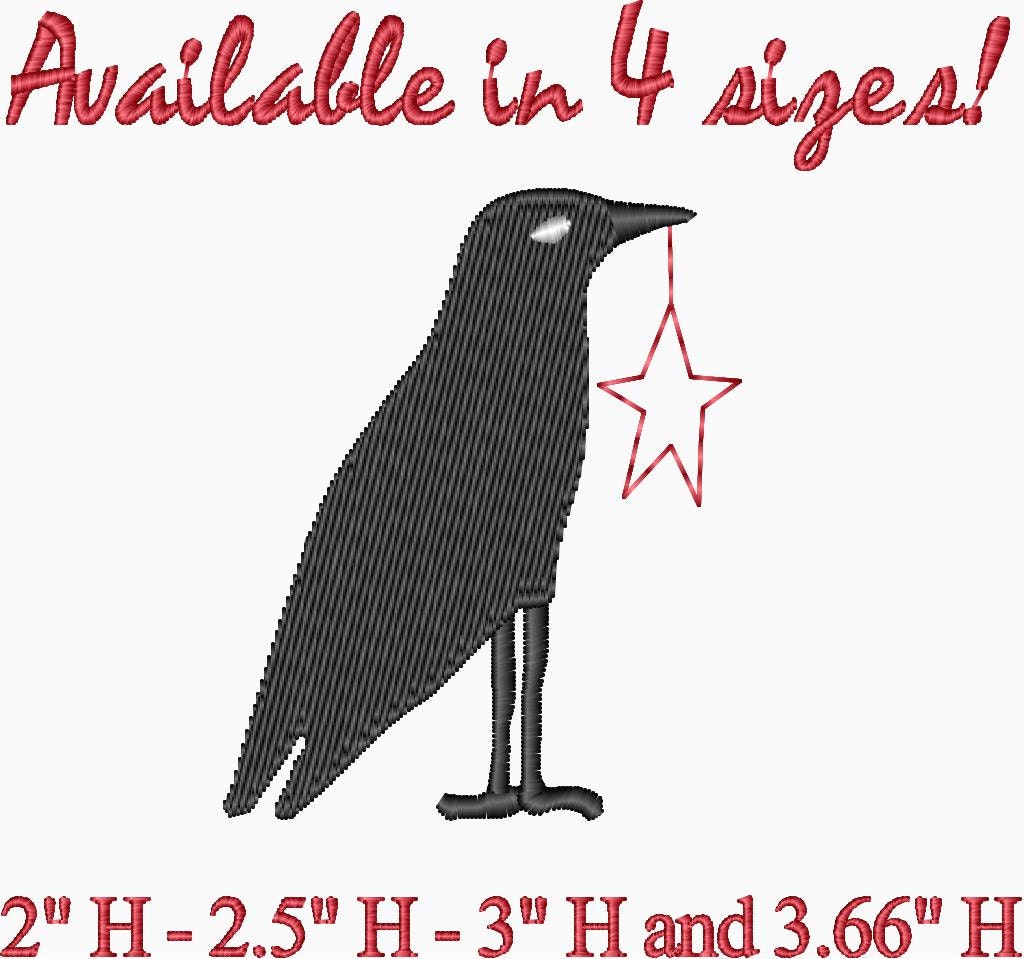 Crow Embroidery Design Primitive Embroidery Design See - Etsy