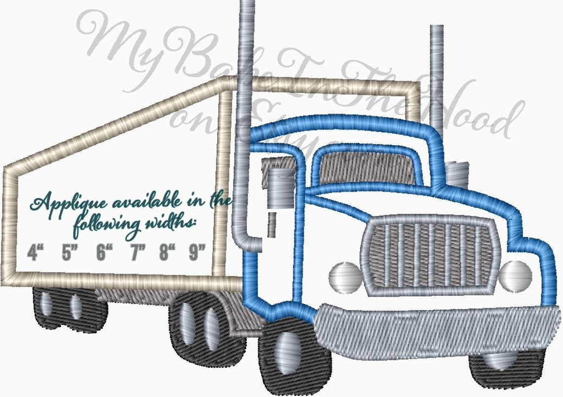 Semi Truck Applique Embroidery Design Single Cab Semi Truck - Etsy