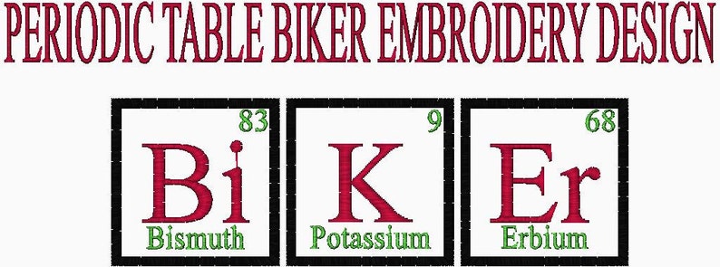 BIKER Periodic Table Element Embroidery Design Machine - Etsy