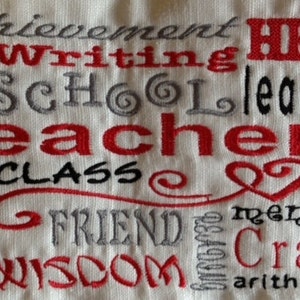 Teacher Embroidery Design - See Second Pic for Stitch Out Sample ...