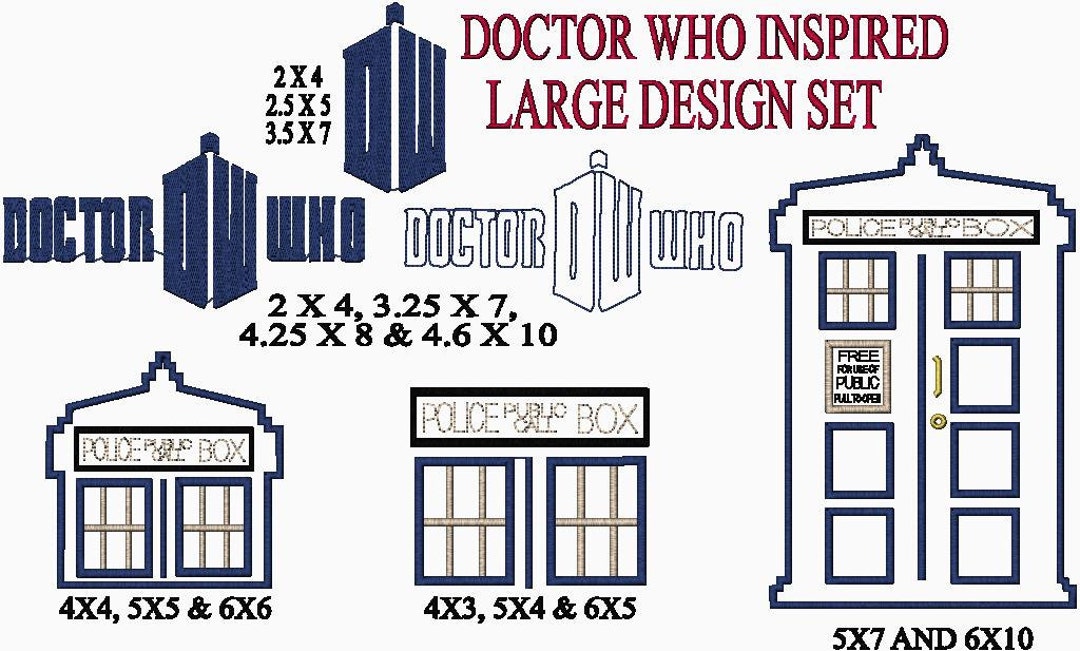 Doctor Who Inspired Embroidery Designs - LARGE Embroidery Design Set ...
