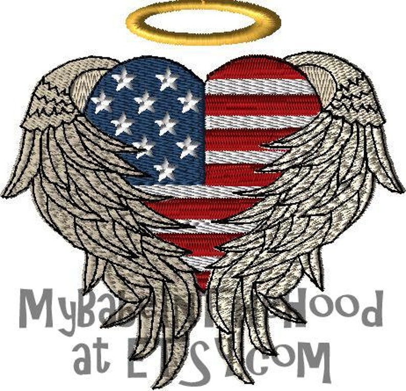 Patriotic Flag Heart With Angel Wings and Halo Includes 4 - Etsy