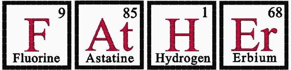 FATHER Periodic Table Element Embroidery Design in 4 Sizes | Etsy