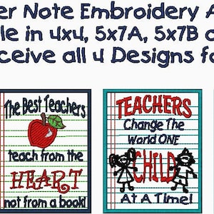 Teacher Note Paper SET OF 4 Embroidery Applique Collection Set - Etsy