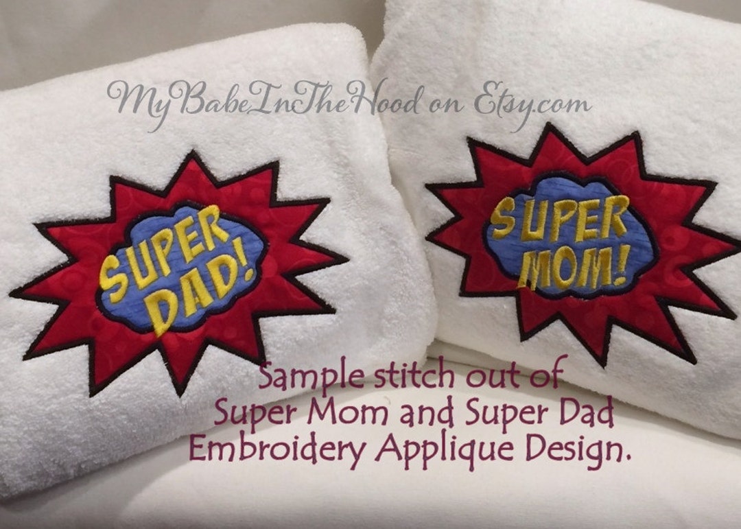 SUPER MOM Hero Applique Embroidery Design Available in 5 SIZES See Page ...