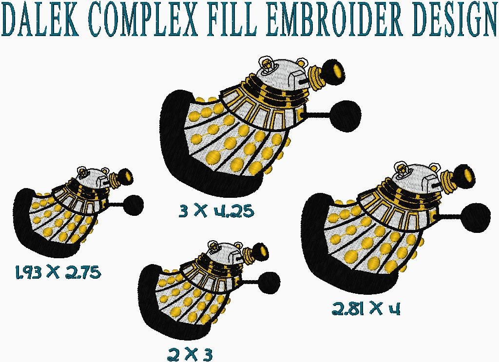 DALEK Doctor Who Inspired Complex Fill Embroidery Design - Etsy