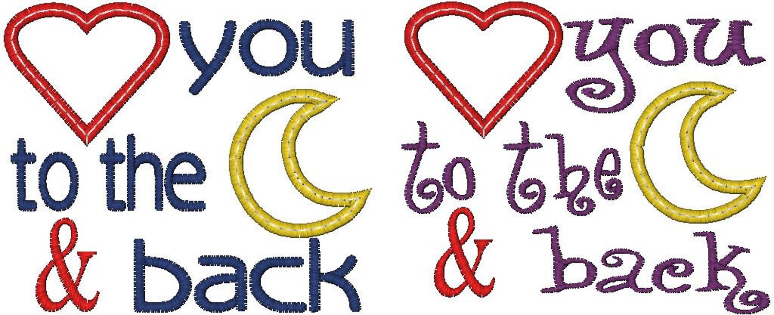 I LOVE YOU to the Moon and Back Applique Embroidery Design - Etsy