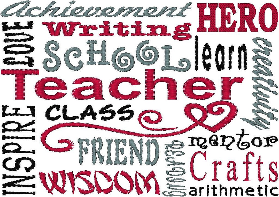Teacher Embroidery Design - See Second Pic for Stitch Out Sample ...