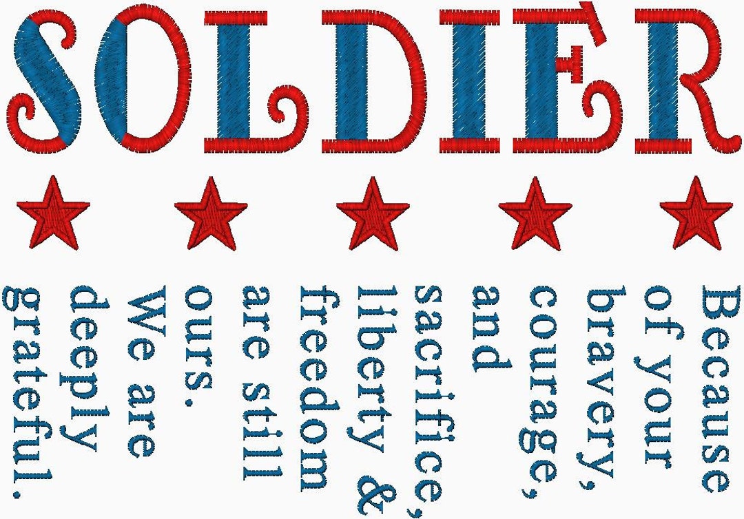 Soldier Patriotic Embroidery Design Great for Ary Retirement, Memorial ...